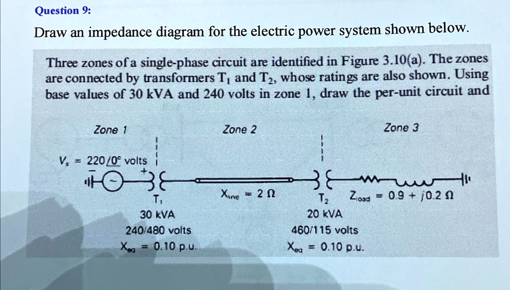 question 9 draw an impedance diagram for the electric power system ...