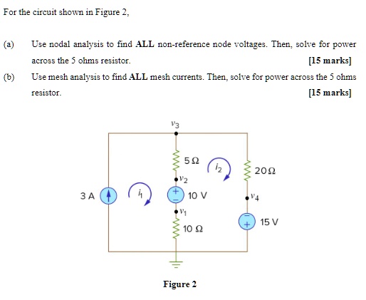 SOLVED: For the circuit shown in Figure 2: (a) Use nodal analysis to find ALL non-reference node ...