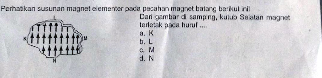 SOLVED: Perhatikan susunan magnet elementer pada pecahan magnet batang ...