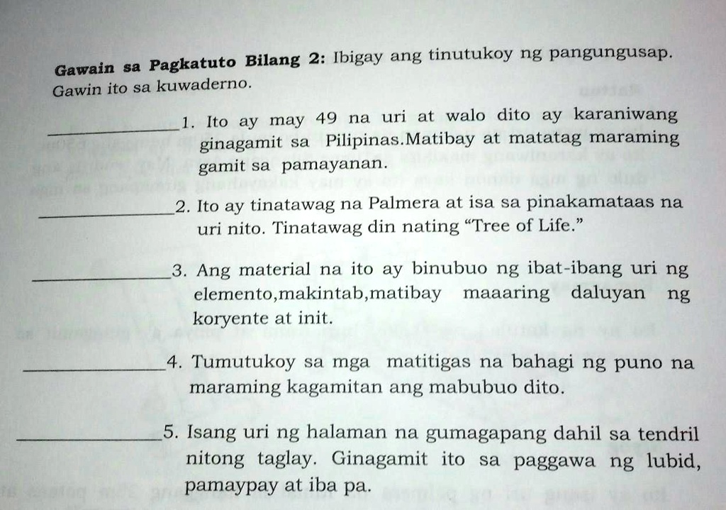 SOLVED: bilang 2 ibigay ang tinutukoy na pangungusap gawin ito sa ...