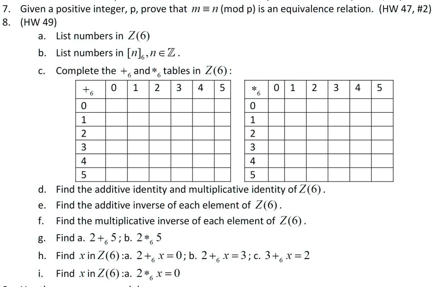 SOLVED: Given a positive integer, p, prove that m = n (mod p) is an ...