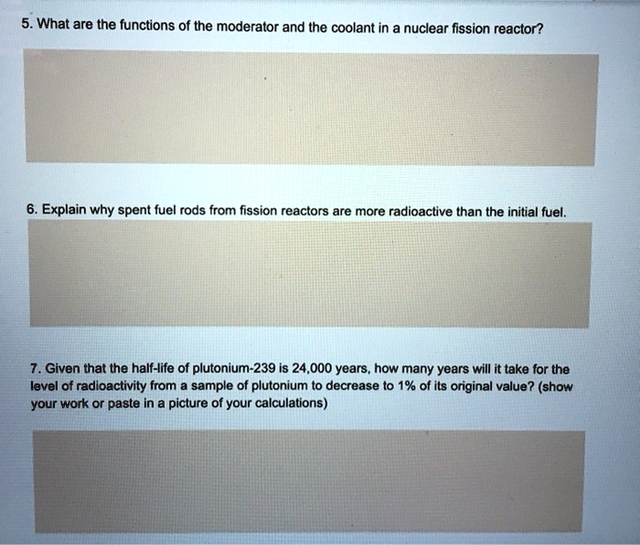 SOLVED:5. What are the functions of the moderator and the coolant in a ...