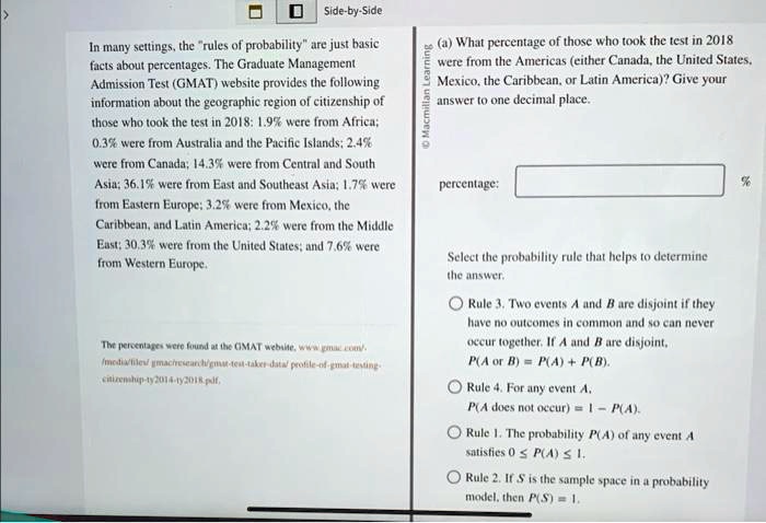 SOLVED: Side-by-Side In many settings,the rules of probabilityare just basic facts about ...