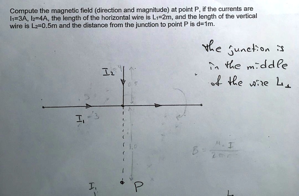 SOLVED: Compute the magnetic field (direction and magnitude) at point P ...