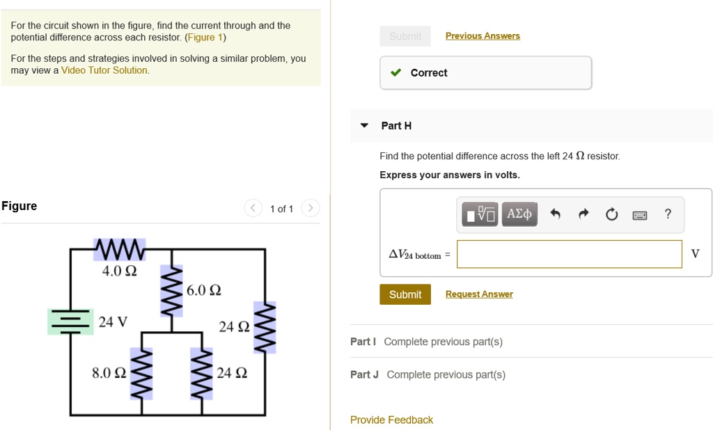 for the circuit shown in the figure find the current through and the potential difference across ...