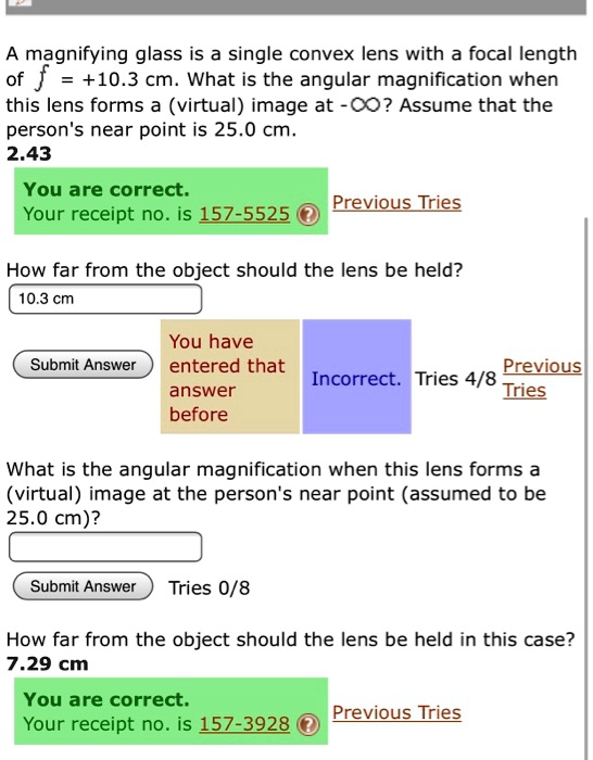 SOLVED: magnifying glass is a single convex lens with a focal length of ...
