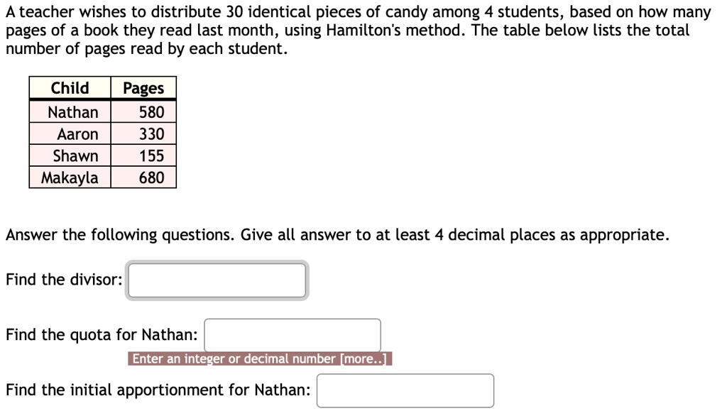 SOLVED: A teacher wishes to distribute 30 identical pieces of candy among 4 students, based on ...