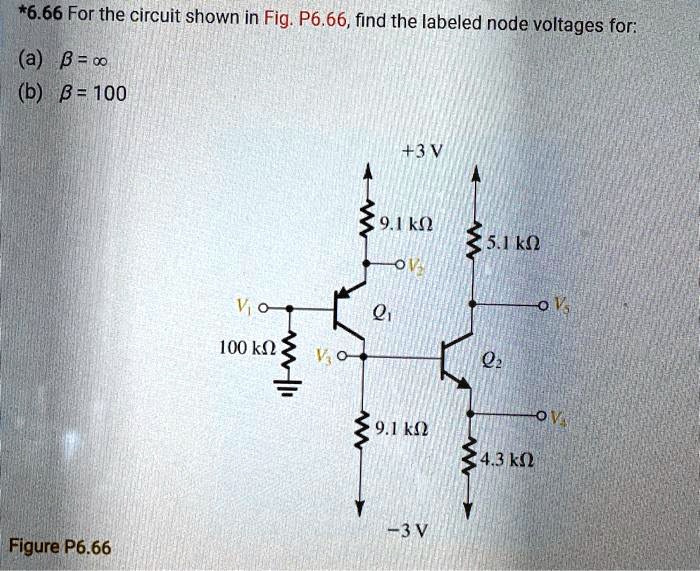 SOLVED: 6.66 For the circuit shown in Fig.P6.66, find the labeled node voltages for a = b = 100V ...