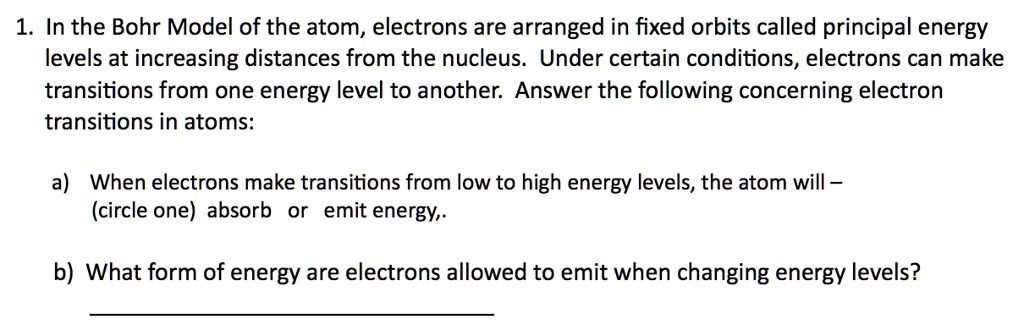 SOLVED: In the Bohr Model of the atom, electrons are arranged in fixed ...