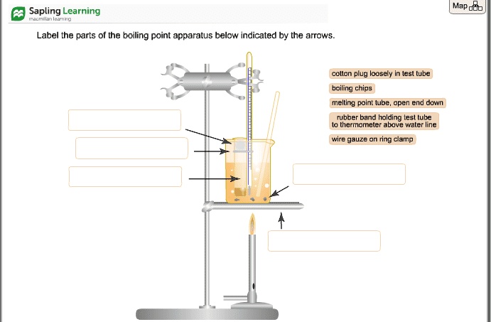 SOLVED: Label the parts of the boiling point apparatus below indicated ...