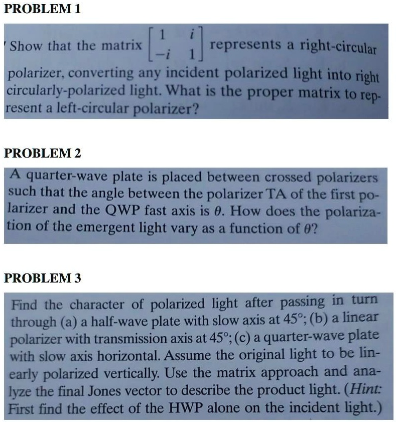 problem1 show that the matrix represents a right circular circularly ...
