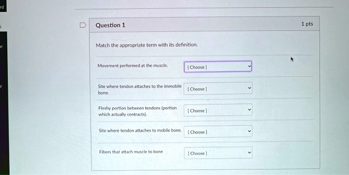 SOLVED: Match the appropriate term with its definition. Movement ...