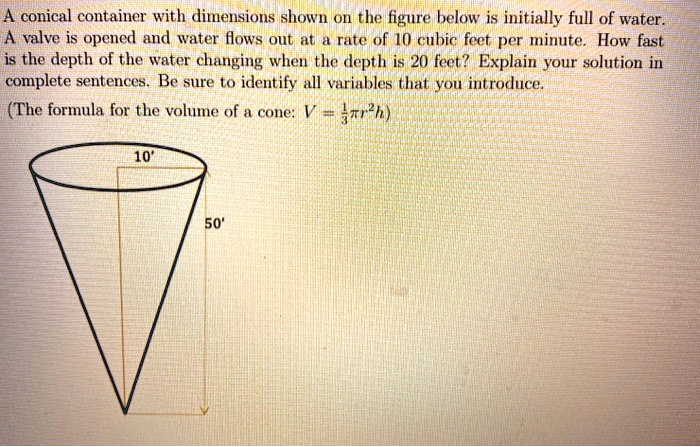 a conical container with dimensions shown o the figure below is ...
