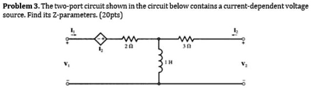 SOLVED: Problem 3. The two-port circuit shown in the circuit below contains a current-dependent ...