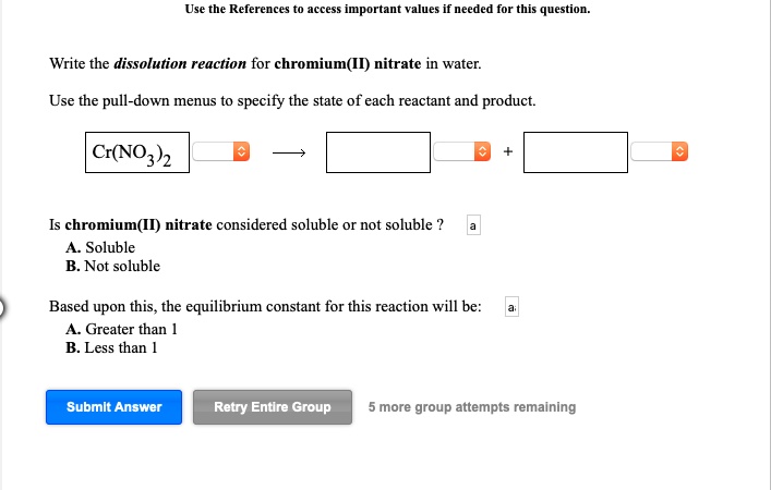 SOLVED: Titlewithtopic: Solubility of Chromium(II) Nitrate in Water and ...