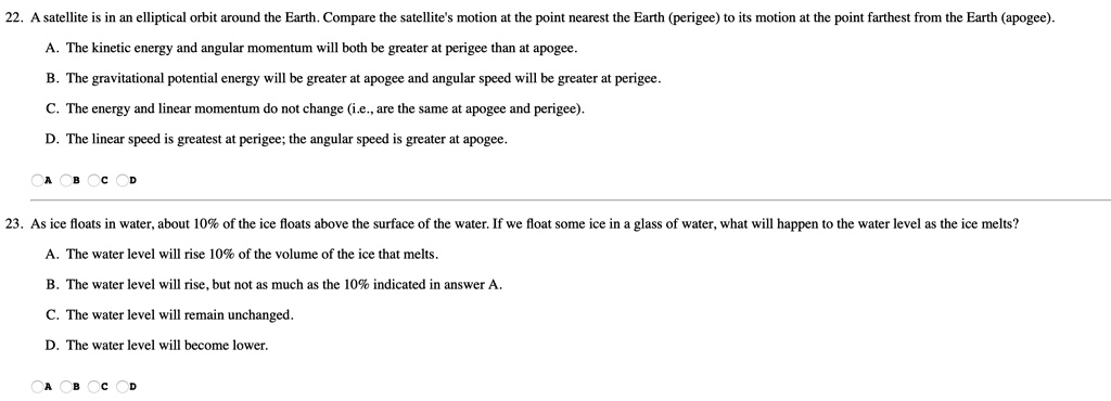 satellite in an elliptical orbit around the earth compare the satellite ...
