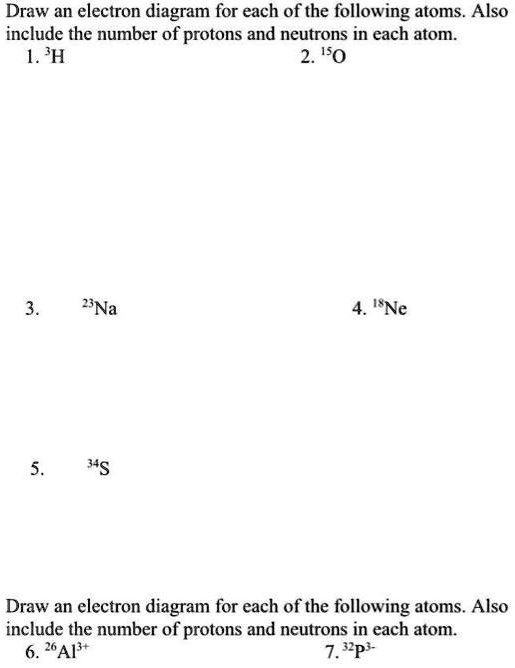 SOLVED: Draw an electron diagram for each of the following atoms. Also ...