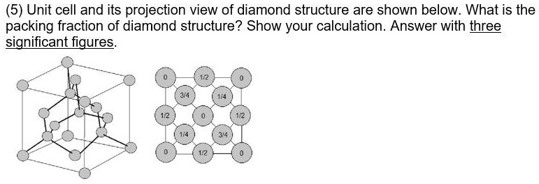 SOLVED: (5) Unit cell and its projection view of diamond structure are shown below: What is the ...