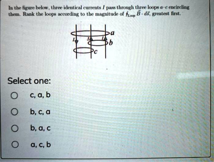 SOLVED: In the figure below, three identical currents I pass through ...