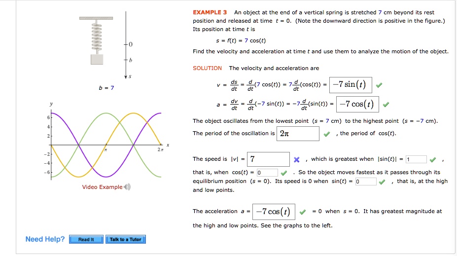 SOLVED: EXAMPLE 3: An object at the end of a vertical spring stretched ...