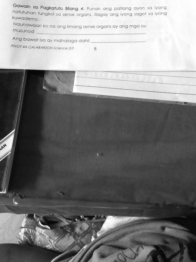 SOLVED: Gawain 4: Punan ang patlang ayon sa iyong natutuhan tungkol sa sense organs. Ilag ang ...