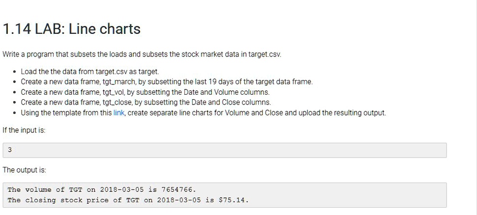 Solved 1 14 Lab Line Charts Write A Program That Subsets The Loads And Subsets The Stock