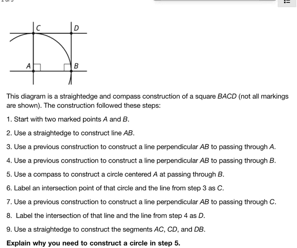 C D A B ! This diagram is a straightedge and compass construction of a ...