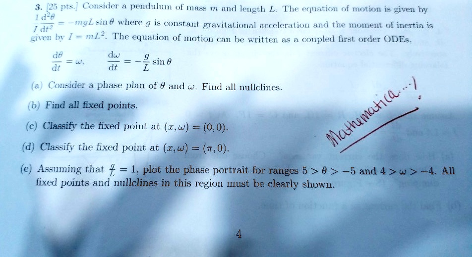 3 i pf consider a pendul of mass ad length l the equation of motion is ...