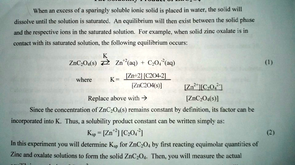 SOLVED: When an excess of a sparingly soluble ionic solid is placed in ...