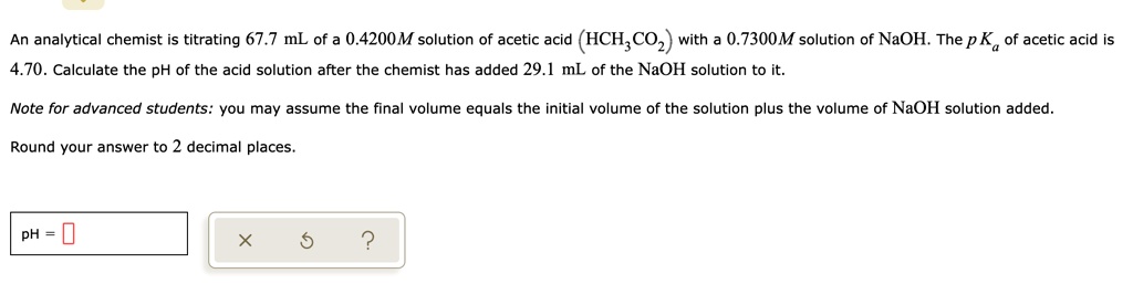 SOLVED: An analytical chemist is titrating 67.7 mL of 0.4200 M solution ...