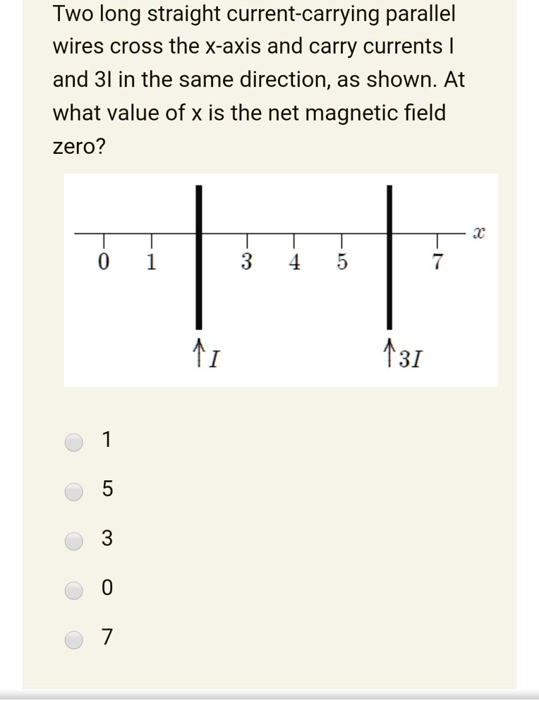 SOLVED: Two long straight current-carrying parallel wires cross the X ...