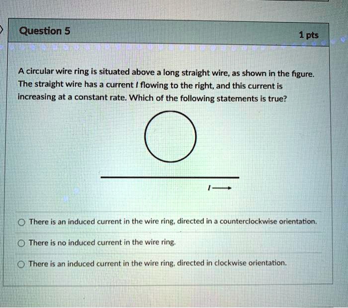 SOLVED: A circular wire ring is situated above a long straight wire, as ...