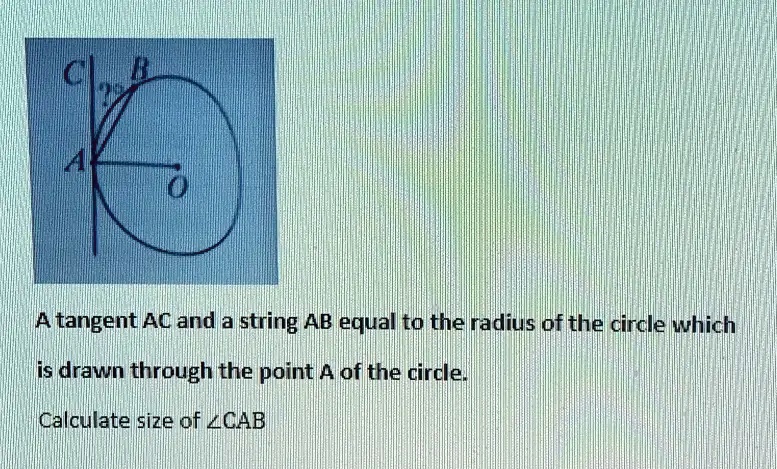 A tangent AC and a string AB equal to the radius of the...