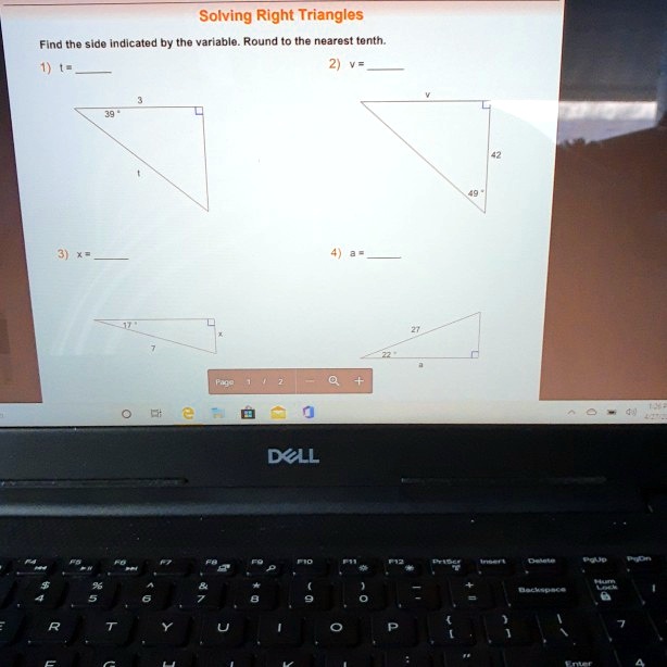 SOLVED: Solving Right Triangles Find the side Indicated by the variable Round t0 the nearest ...
