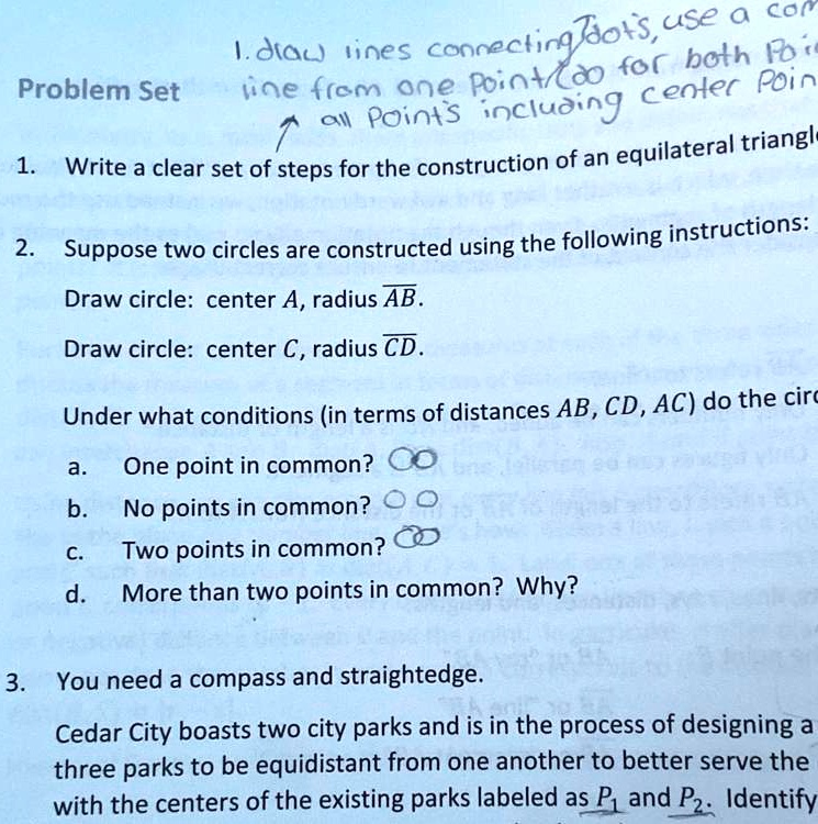 2 suppose two circles are constructed using the following instructions draw circle center a ...