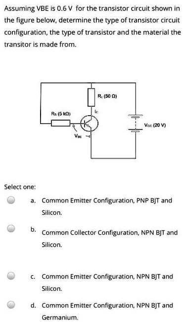 assuming vbe is 06 v for the transistor circuit shown in the figure ...