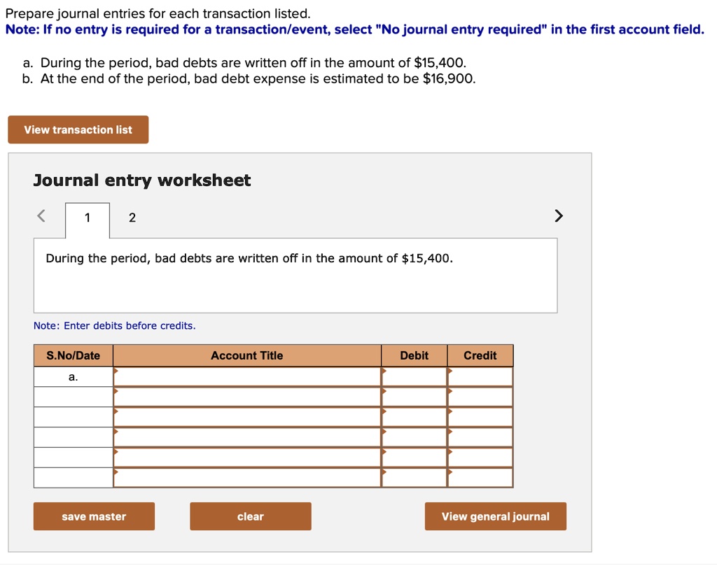 prepare journal entries for each transaction listed note if no entry is ...