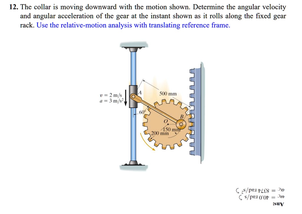 12. The collar is moving downward with the motion shown. Determine the ...