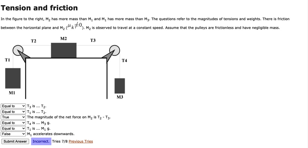 Tension and friction In the figure to the right, M? has more mass than ...