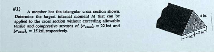 #1) A member has the triangular cross section shown. Determine the ...