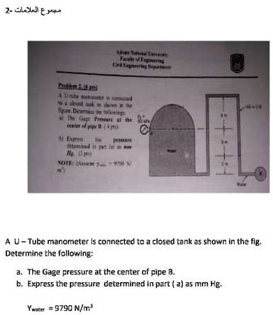 SOLVED: The Manometer gage pressure is given by the formula: P = Ï gh ...