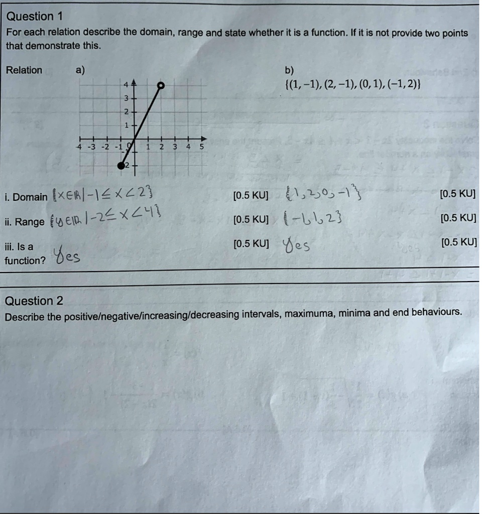 SOLVED: Question 2: Describe the positive/negative/increasing ...