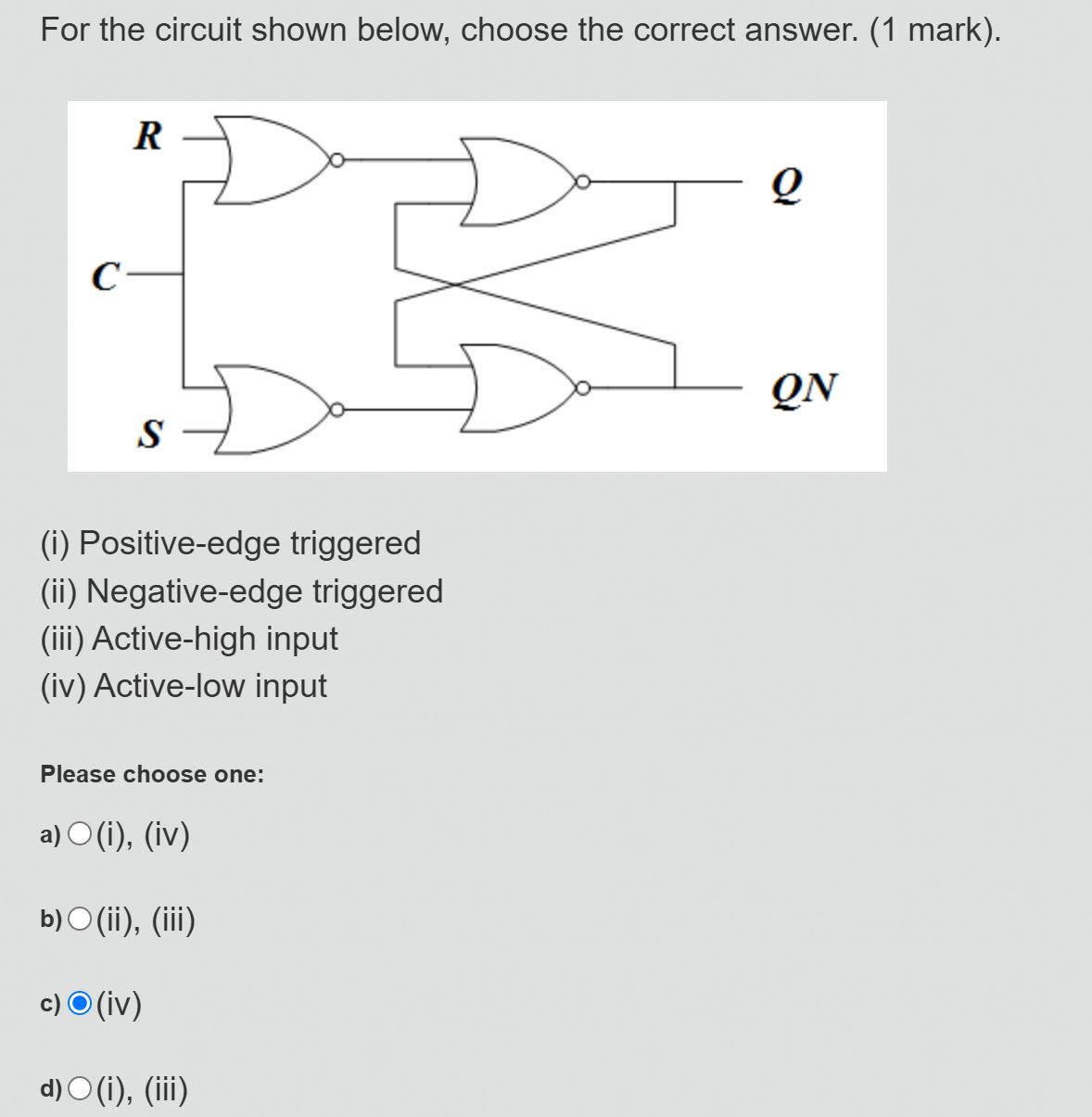 for the circuit shown below choose the correct answer 1 mark i positive ...