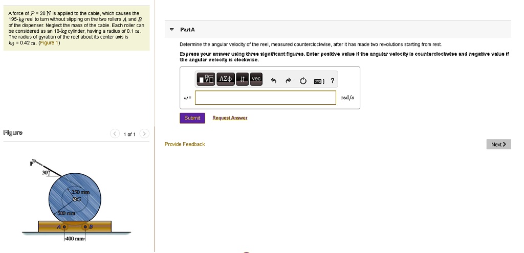 SOLVED: A force of P = 20 N is applied to the cable, which causes the ...