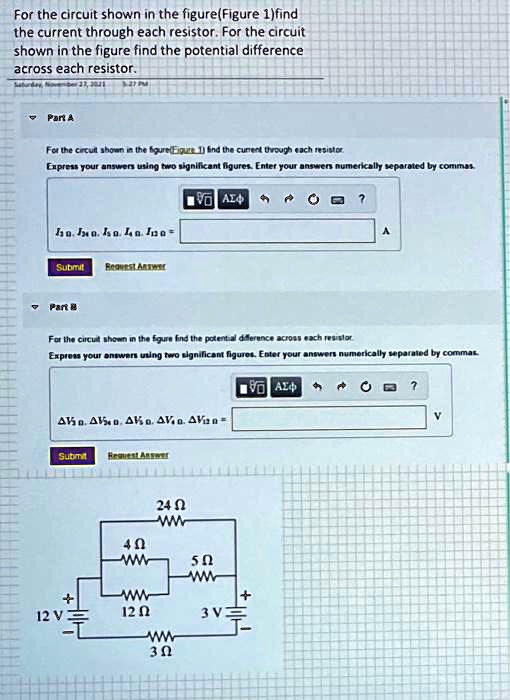 For the circuit shown in the figure (Figure 1)find the current through each resistor. For the ...
