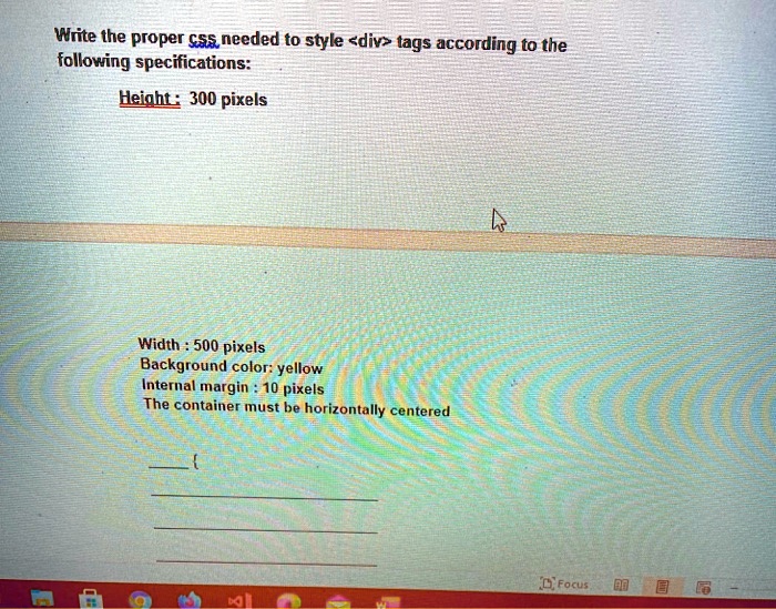 Solved Javascript Html Css Write The Proper Css Needed To Style Tags According To The Following