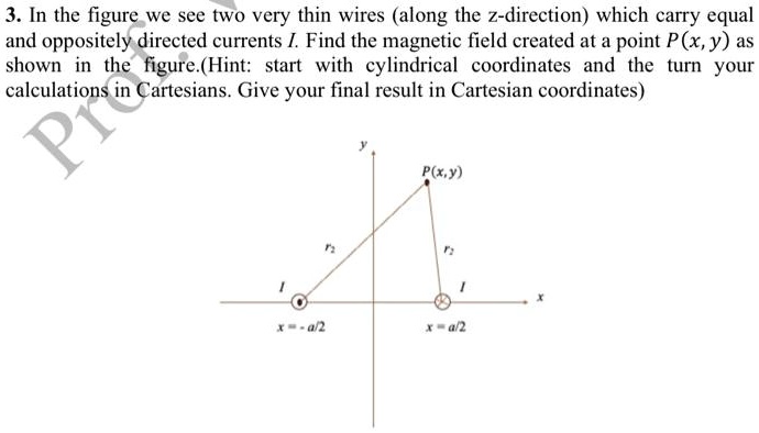 3 in the figure we see two very thin wires along the z direction which ...