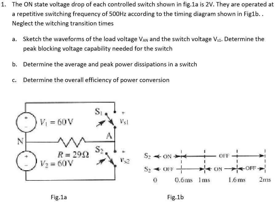The ON-state voltage drop of each controlled switch shown in Fig. 1a is ...