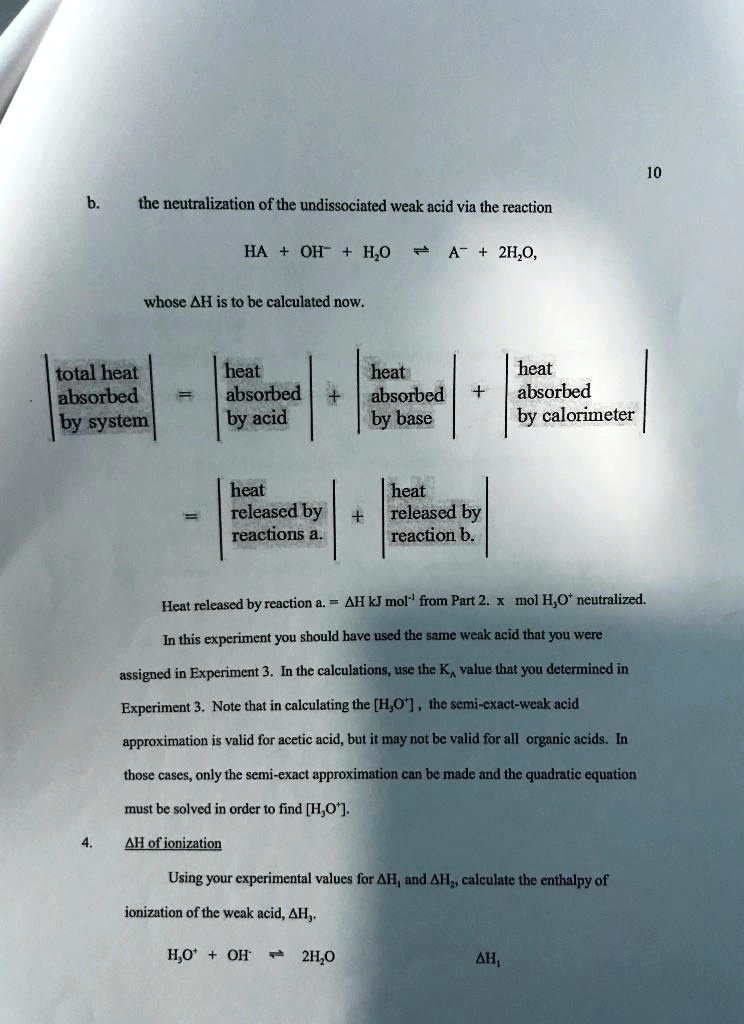 SOLVED: the neutralization of the undissociated weak acid via the reaction HA OH- H,O A- 2H,O ...