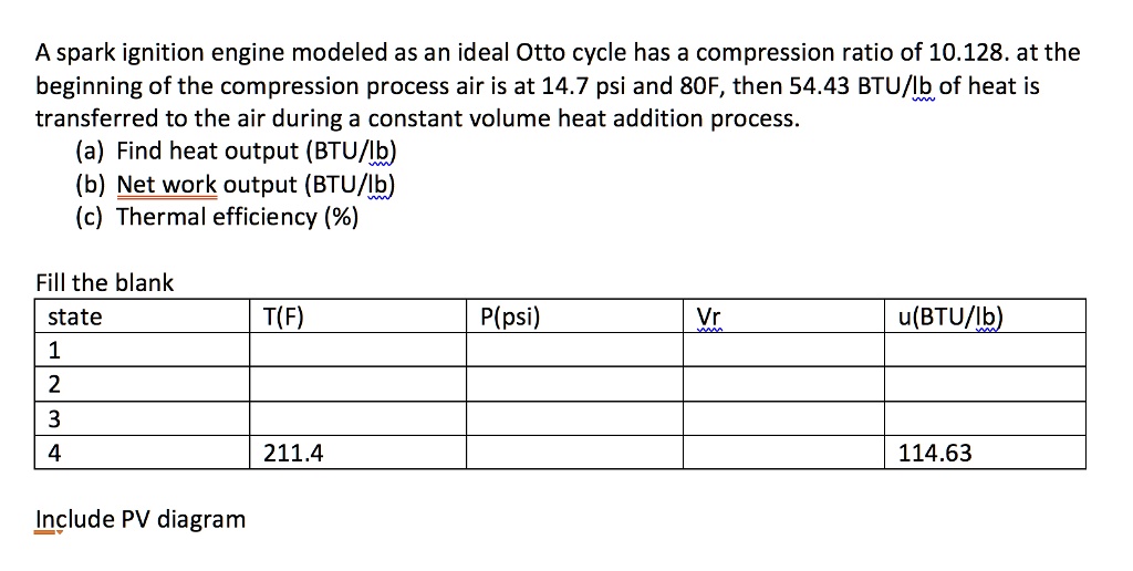 A spark ignition engine modeled as an ideal Otto cycle has a ...